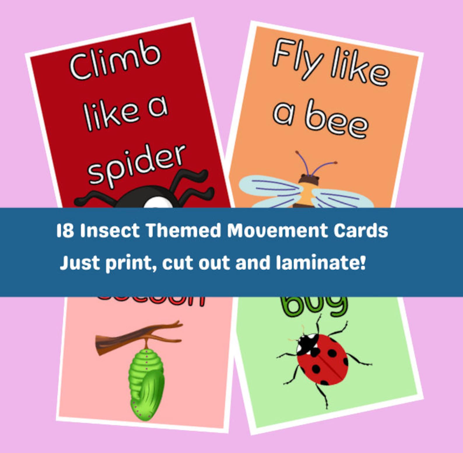 Insect Themed Movement Cards | Movement Breaks | Physical Activity ...