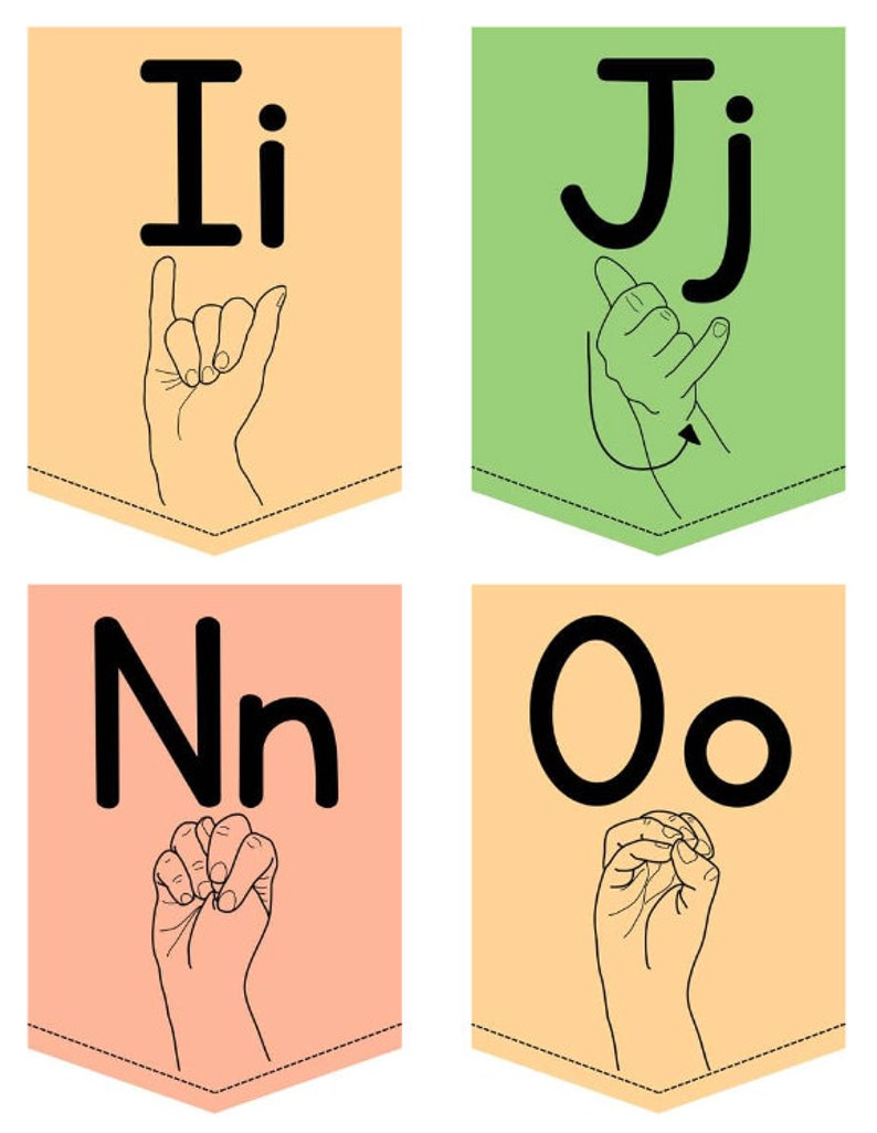 Rainbow Alphabet Sign Language Banner American Sign Language and ...