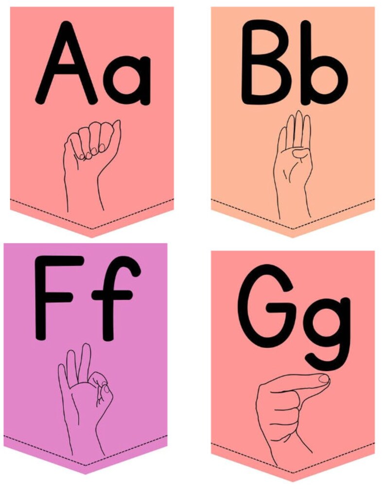 Rainbow Alphabet Sign Language Banner | American Sign Language and ...