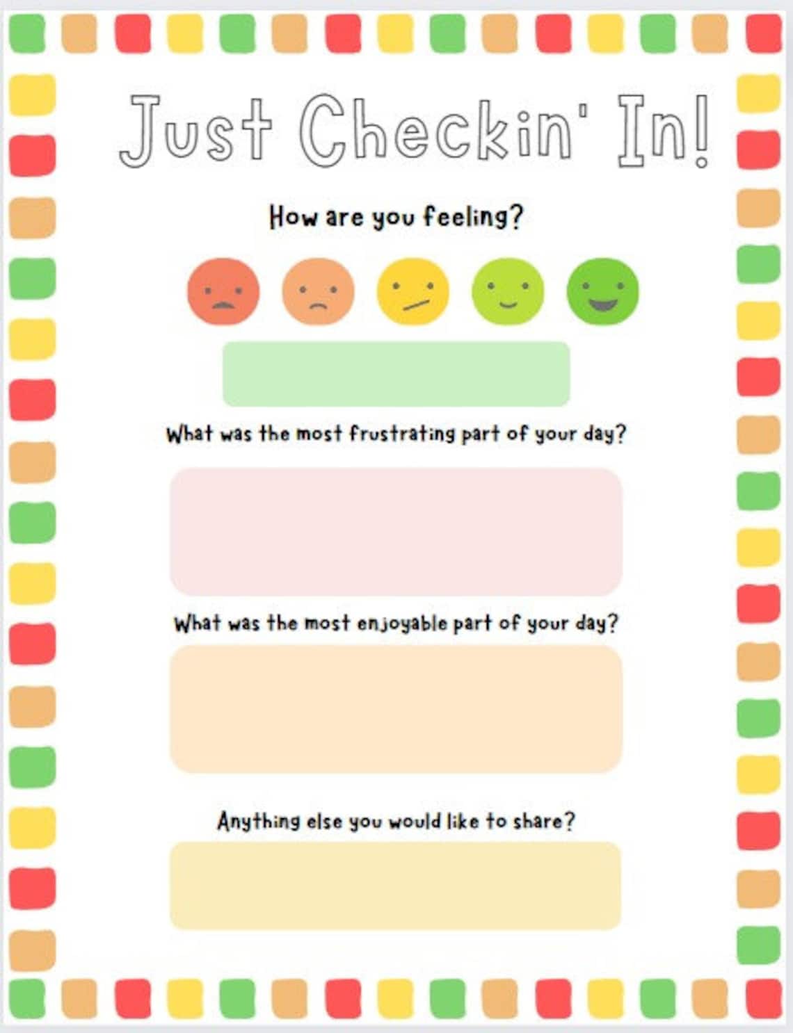 Daily Self-emotional Check-in Sheet for Self-reflection - Etsy