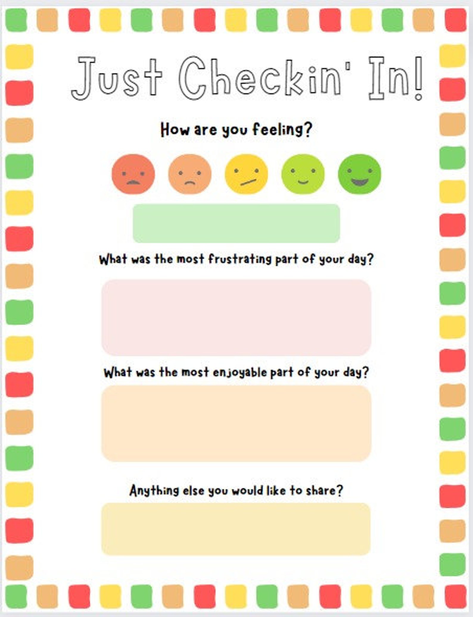 Daily Self-emotional Check-in Sheet for Self-reflection - Etsy