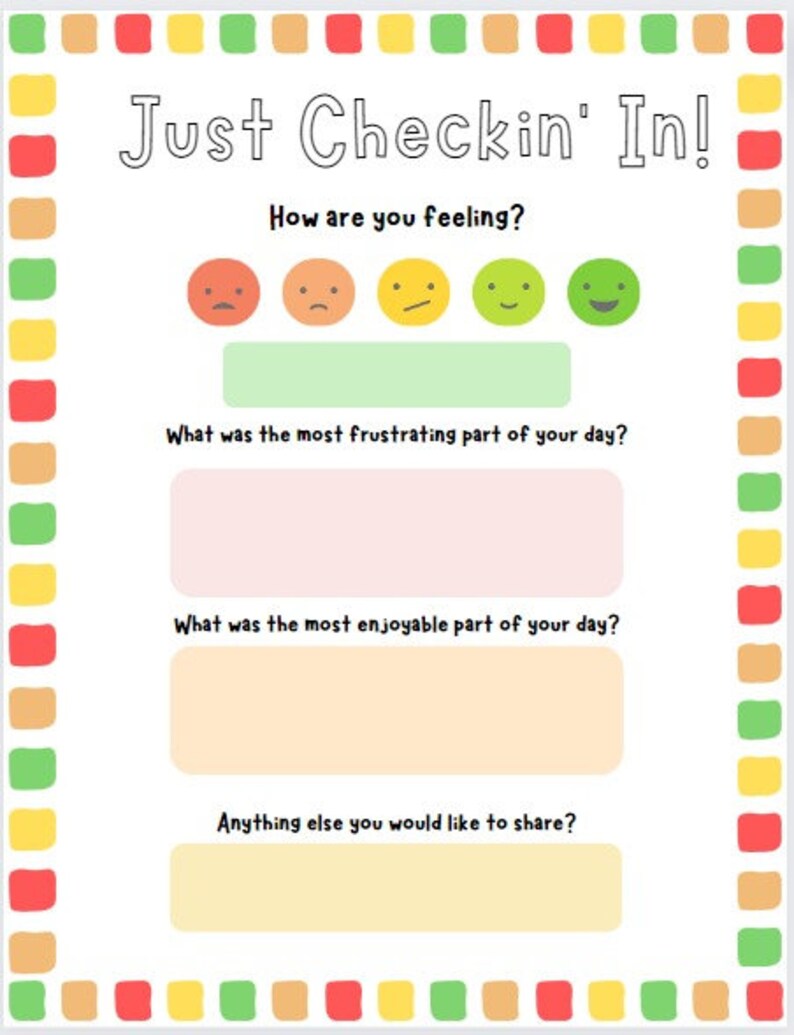 Daily Self-emotional Check-in Sheet for Self-reflection - Etsy