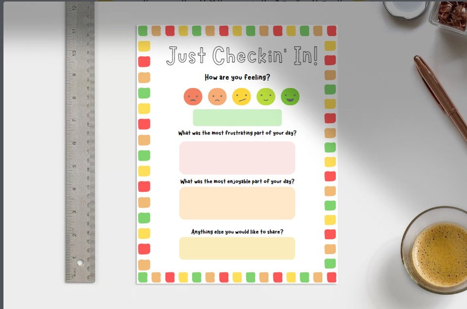 Daily Self-emotional Check-in Sheet for Self-reflection - Etsy