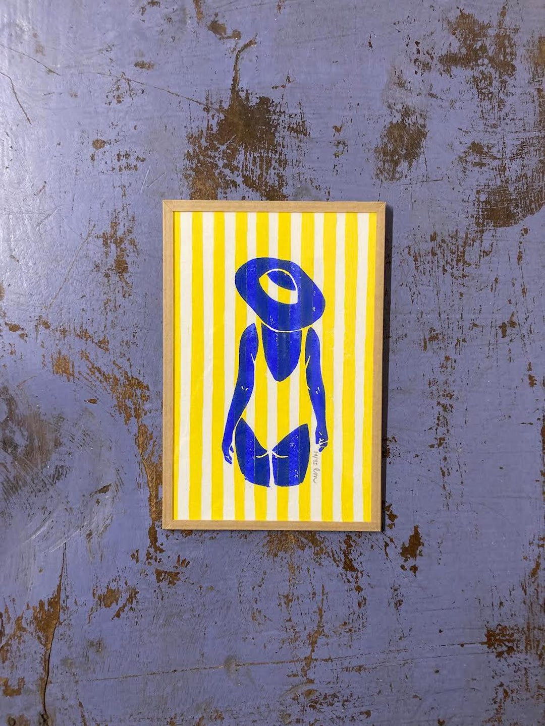 Linocut Print "bather" - Etsy
