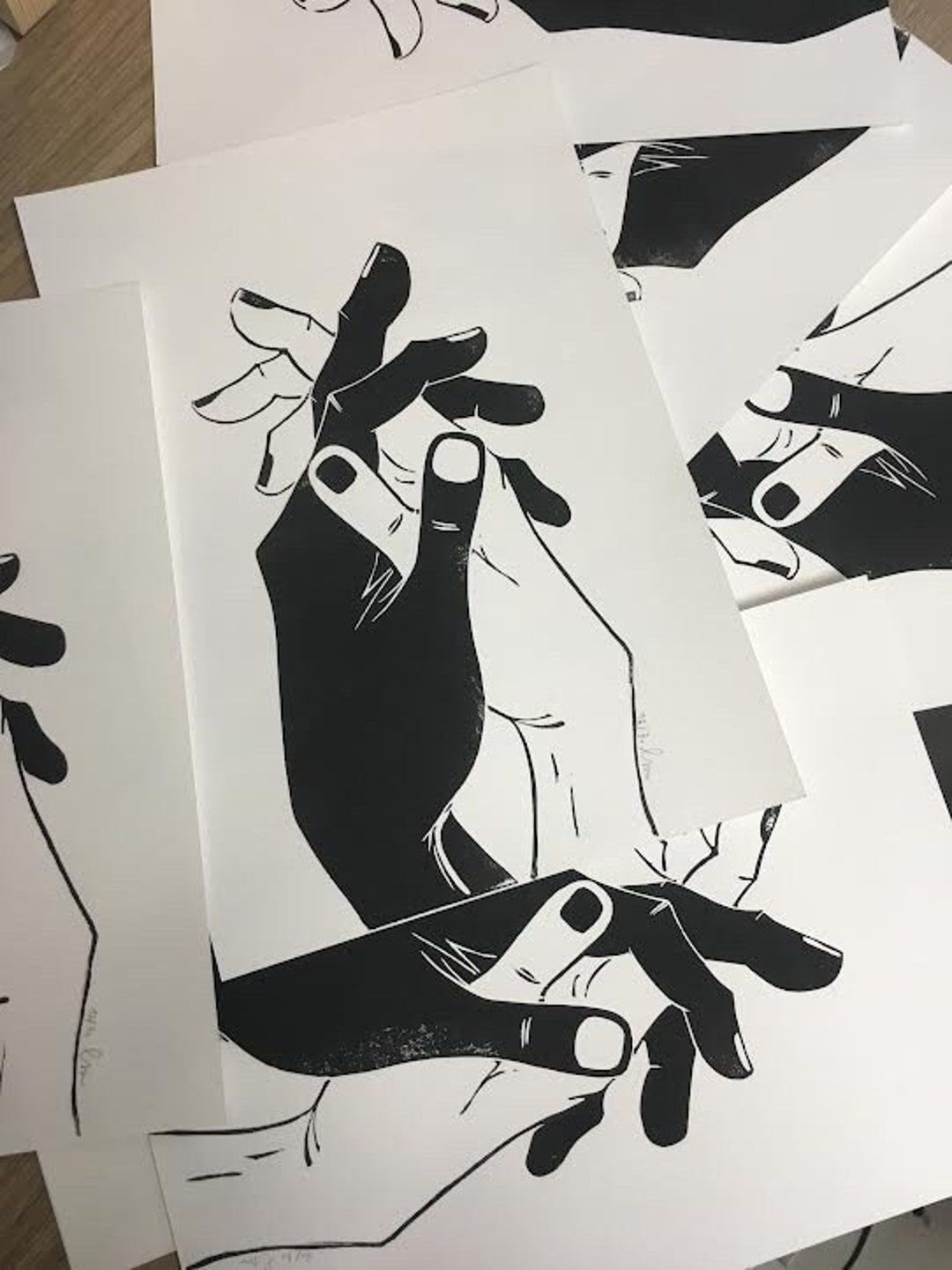 Linocut what the Fingers Think - Etsy
