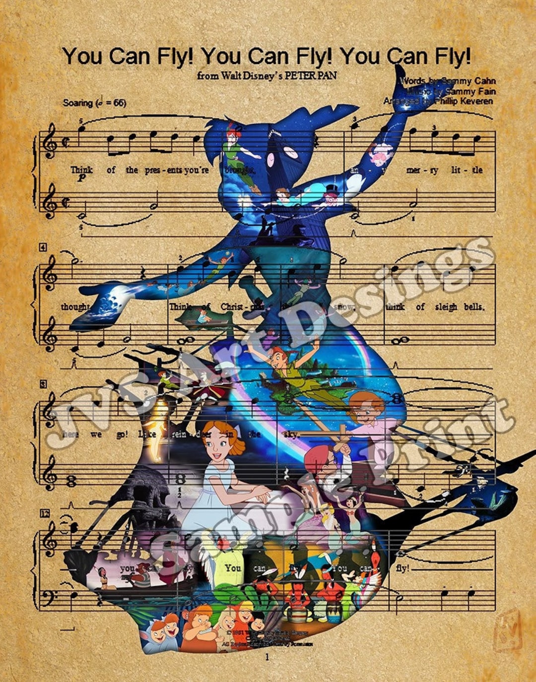 Peter Pan Music Silhouette Inspired by Disney's Peter Pan, "you Can Fly ...