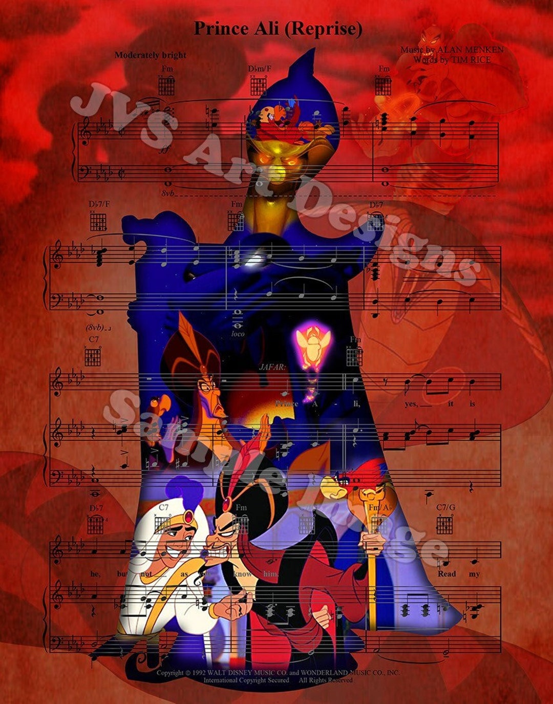 Jafar Music Silhouette Inspired From Disney's Animated Movie Aladdin ...