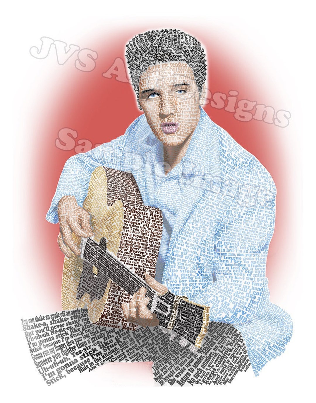 Typographical Portrait, Elvis Presley - Etsy