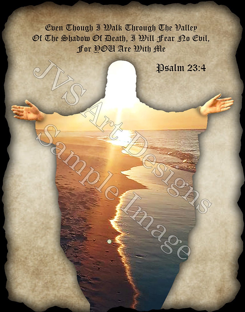 Typographical Portrait, Jesus "fear No Evil", Psalm 23:4 - Etsy