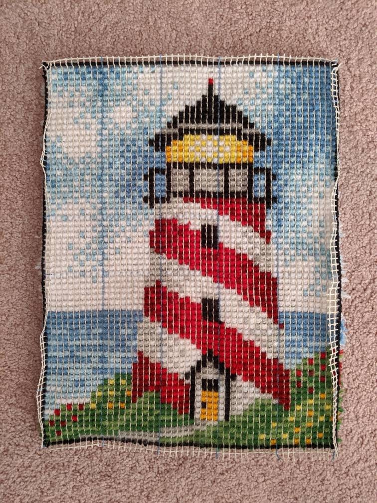 Lighthouse Rug: Handmade Rughooking Cottage Decor, Cute Colorful Ocean ...