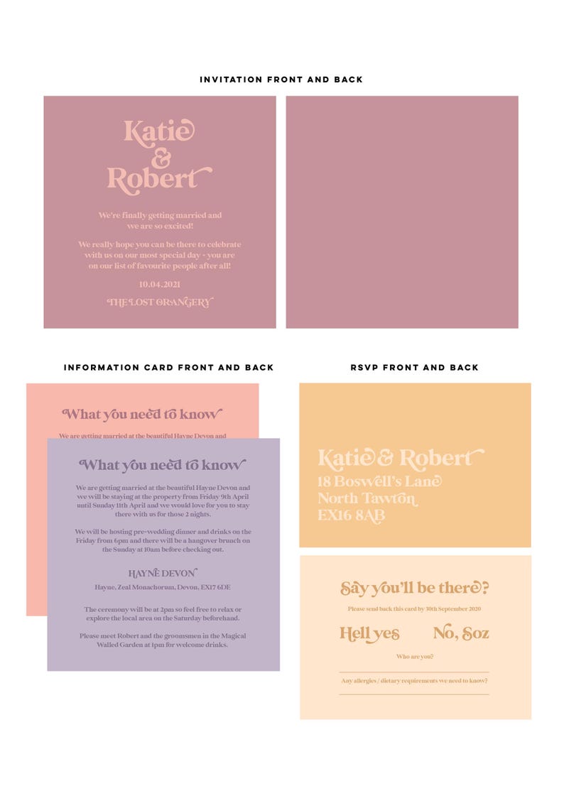 Devon Wedding Invitation Suite - Invitation, Info Card and RSVP - Etsy