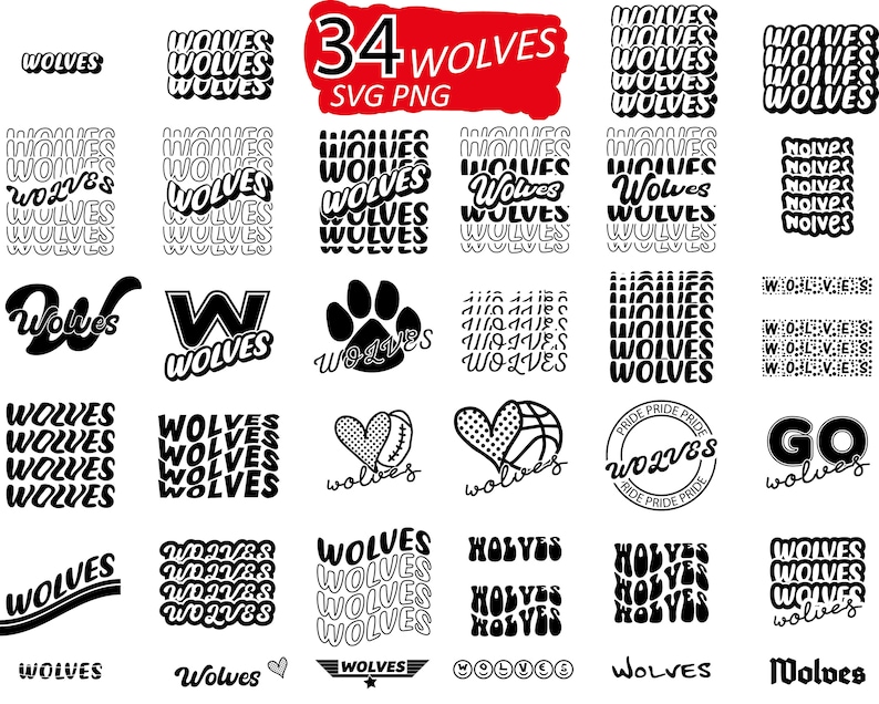 34 Bundle Wolves Svg, Mascot Svg, Basketball Svg, Instant Download ...