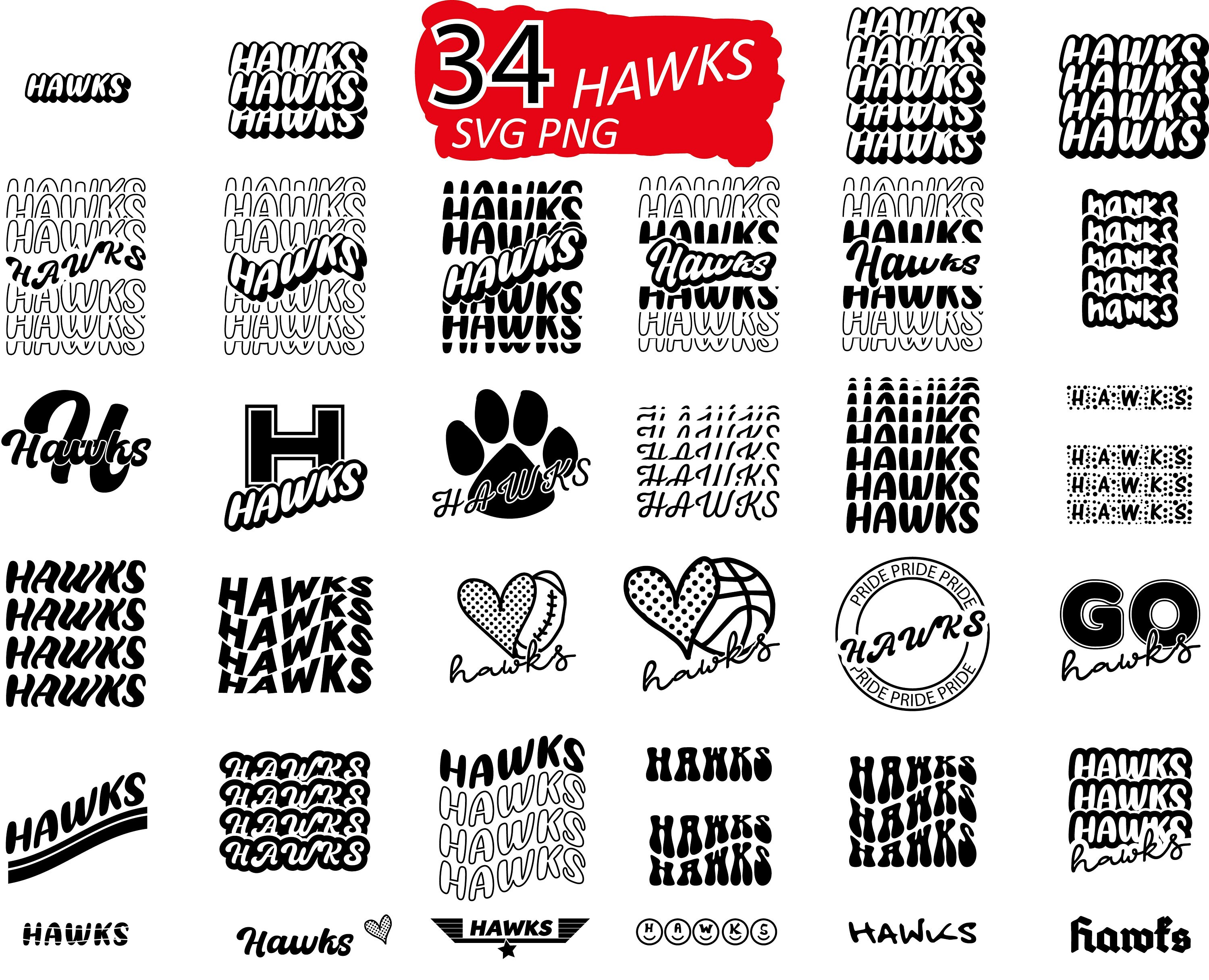 34 Bundle Hawks Svg, Mascot Svg, Basketball Svg, Instant Download ...