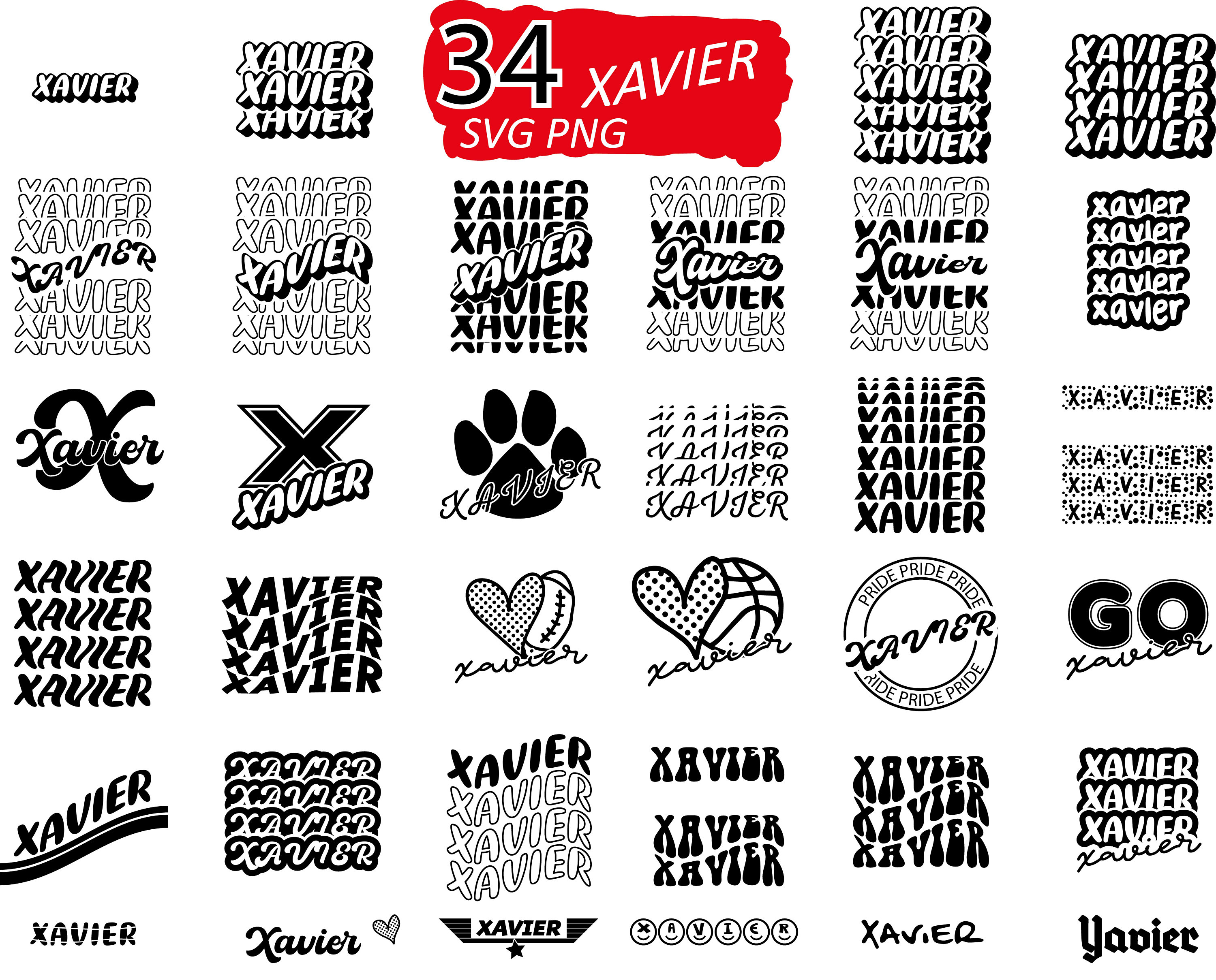 34 Bundle Xavier Svg, Boy Name Svg, Mascot Svg, Instant Download, Name ...