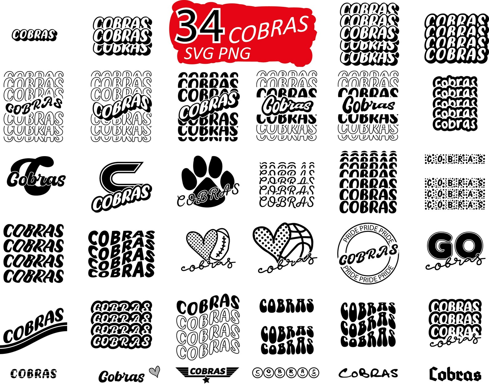 34 Bundle Cobras Svg, Mascot Svg, Basketball Svg, Cheerleader Png ...