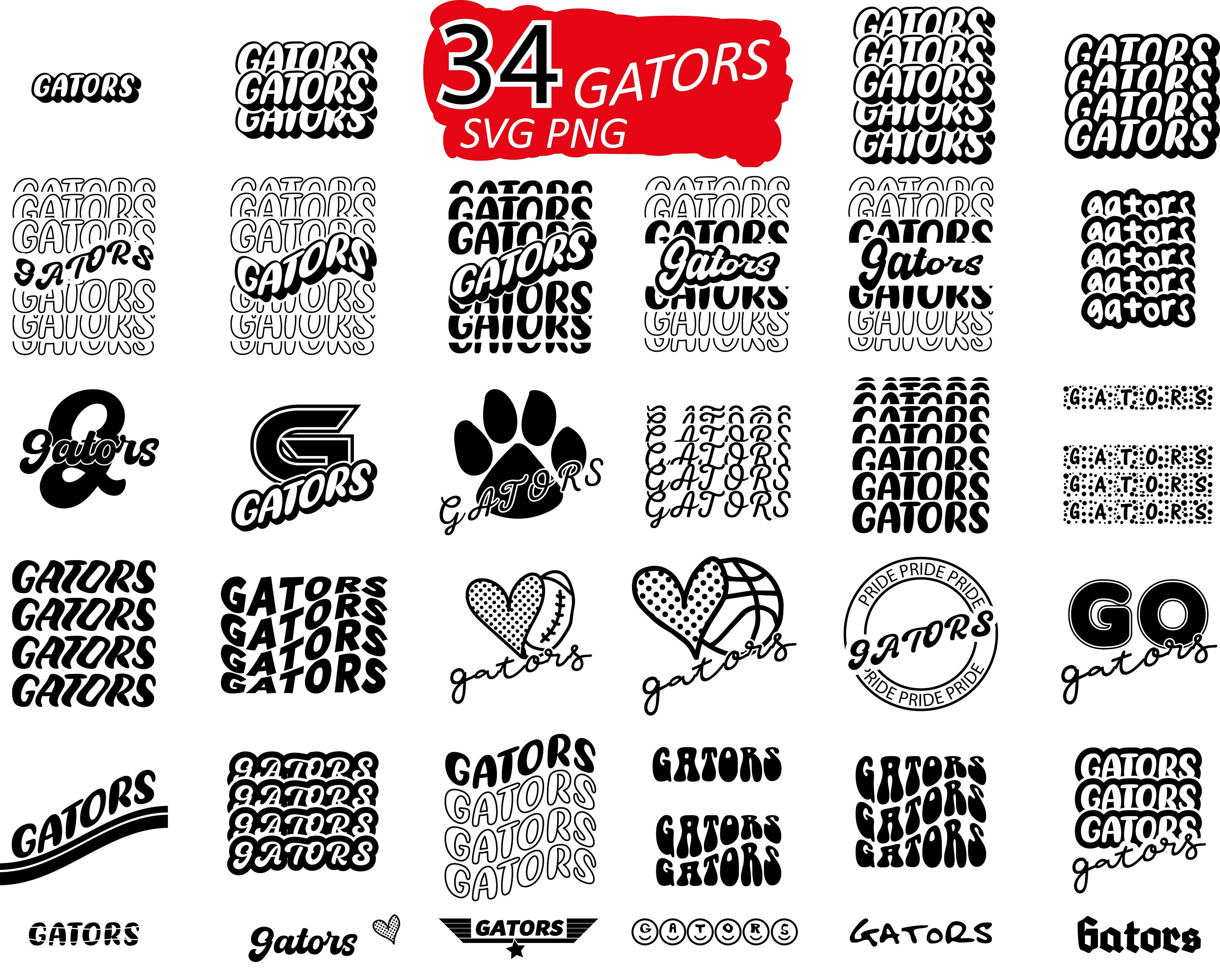 34 Bundle Gators Svg, Basketball Svg, Cheerleader Png, Instant Download ...