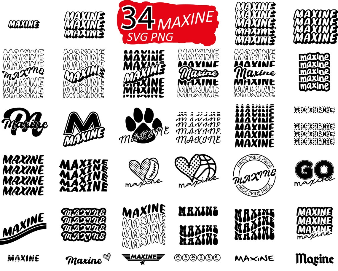 34 Bundle Maxine Svg Girl Name Svg Girl Name Png Instant | Etsy