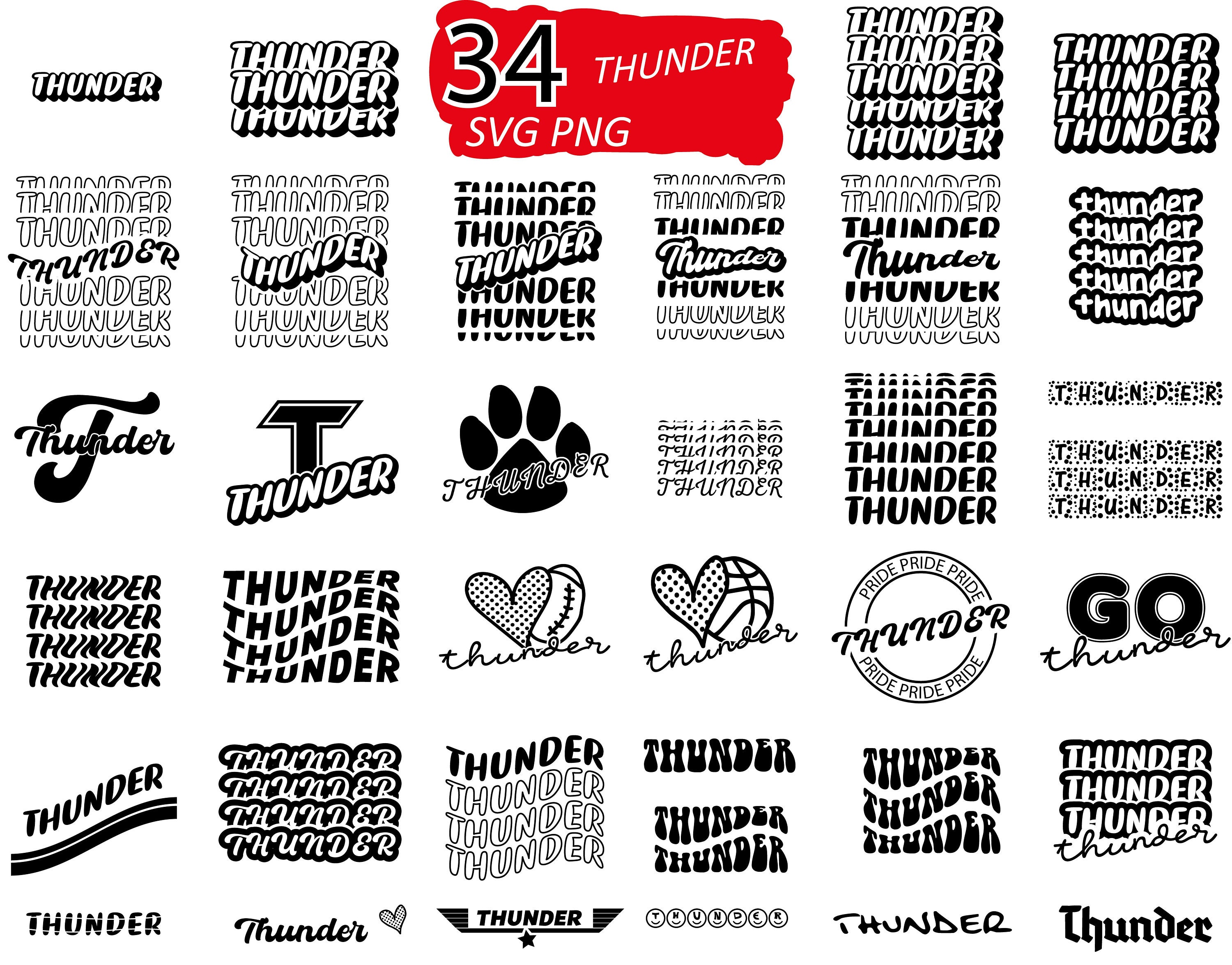 34 Bundle Thunder Svg, Mascot Svg, Basketball Svg, Instant Download ...