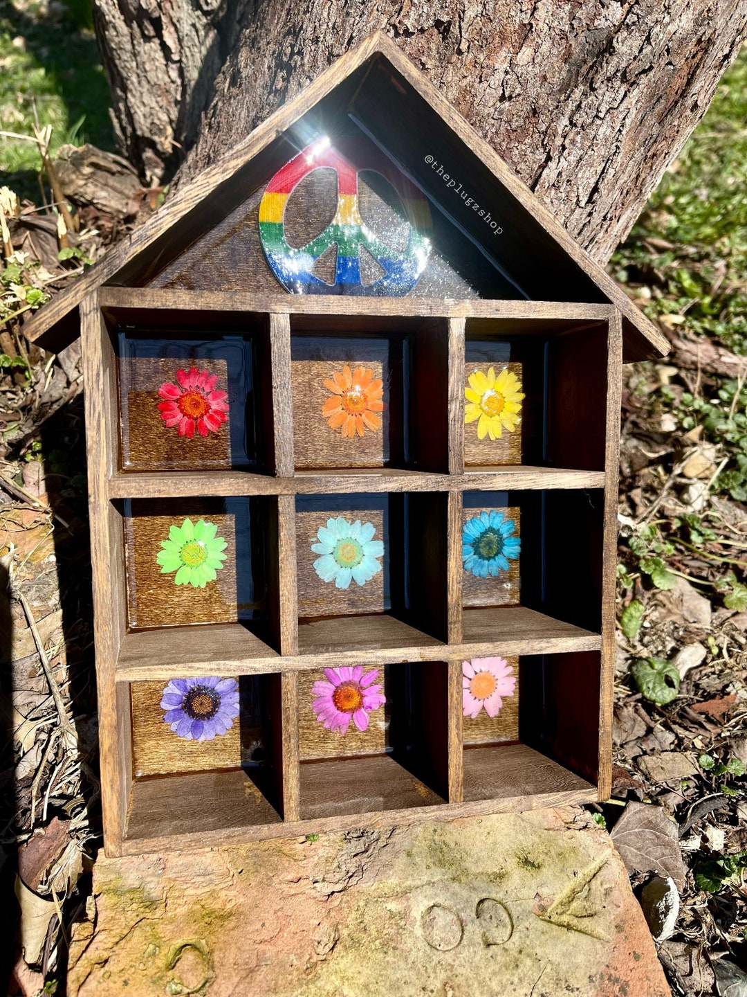 REAL Daisy Wooden Shelf, Miniature Display Shelf, Handmade Wildflower ...