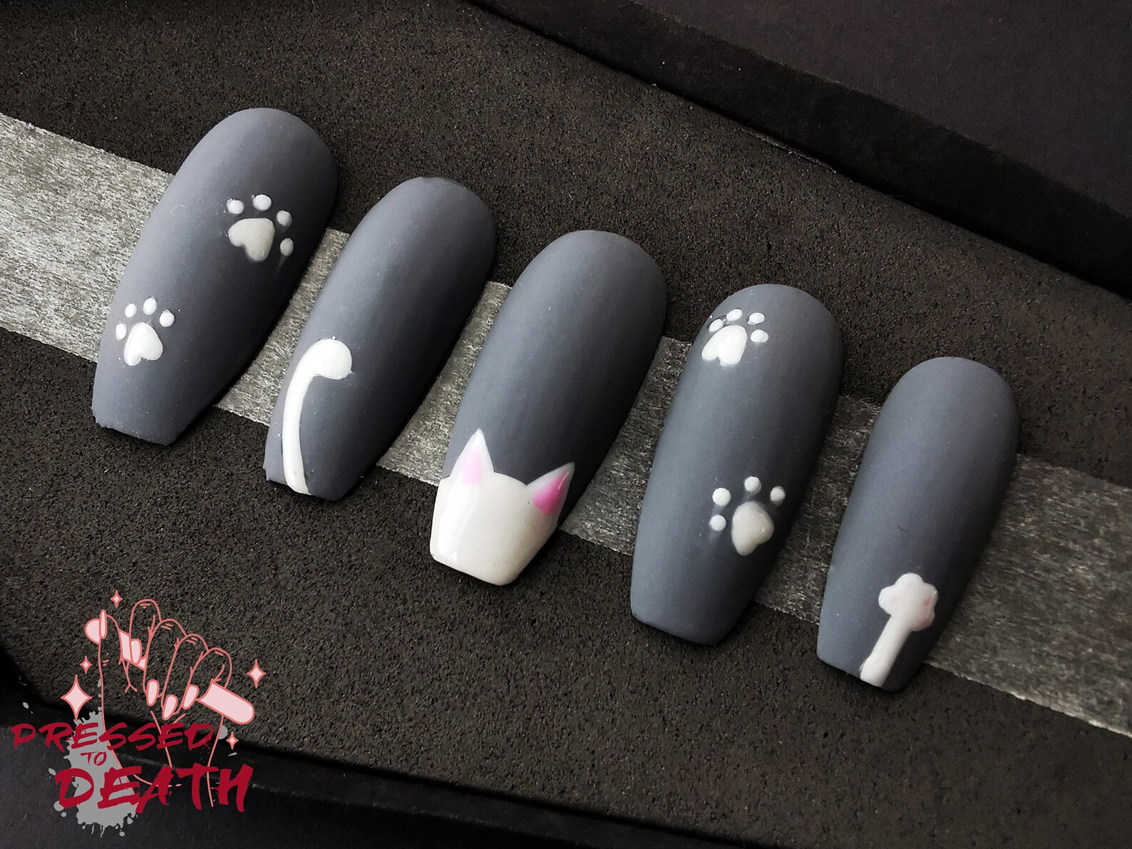 Kitty Cat False Nails Hand Painted Press On Nails Made In | Etsy