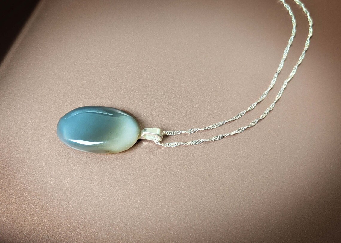 Oval Cabochon Gemstone Pendant Necklace - Etsy