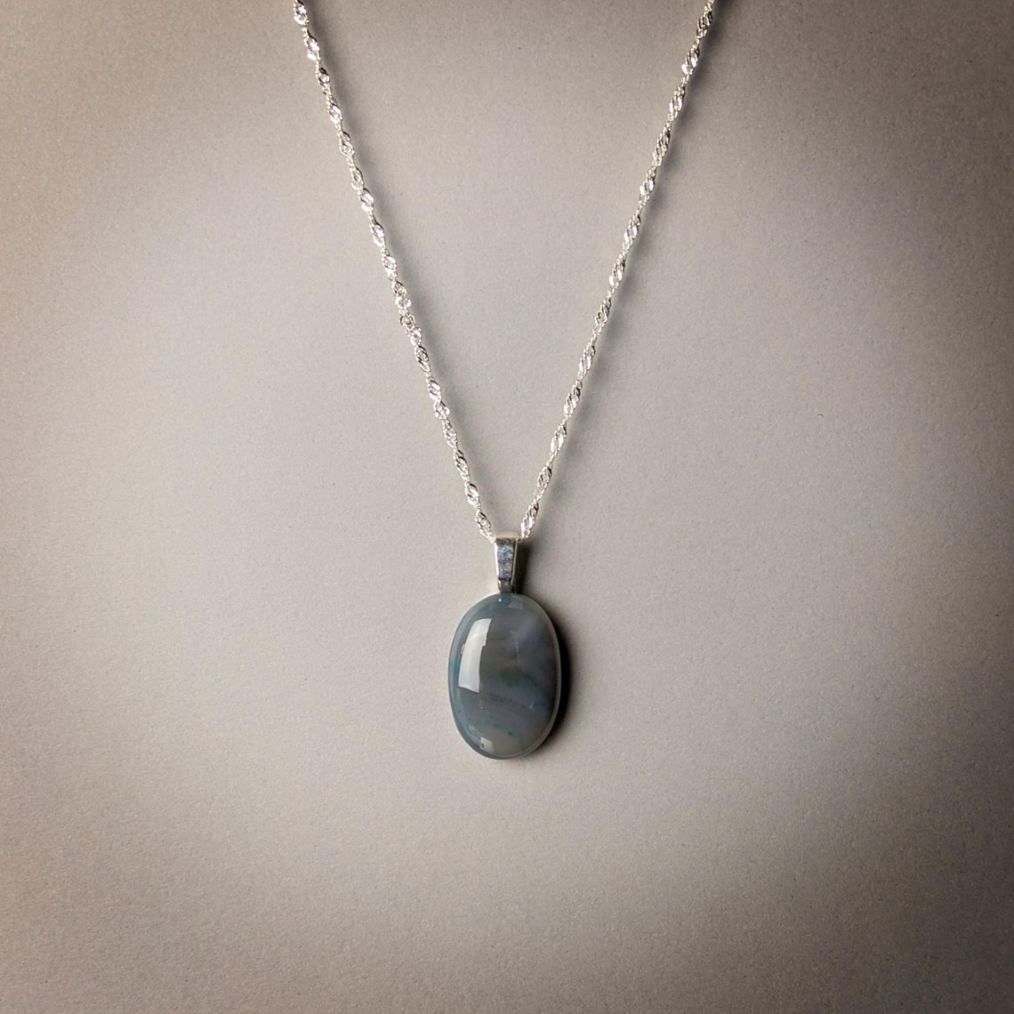 Oval Cabochon Gemstone Pendant Necklace - Etsy UK