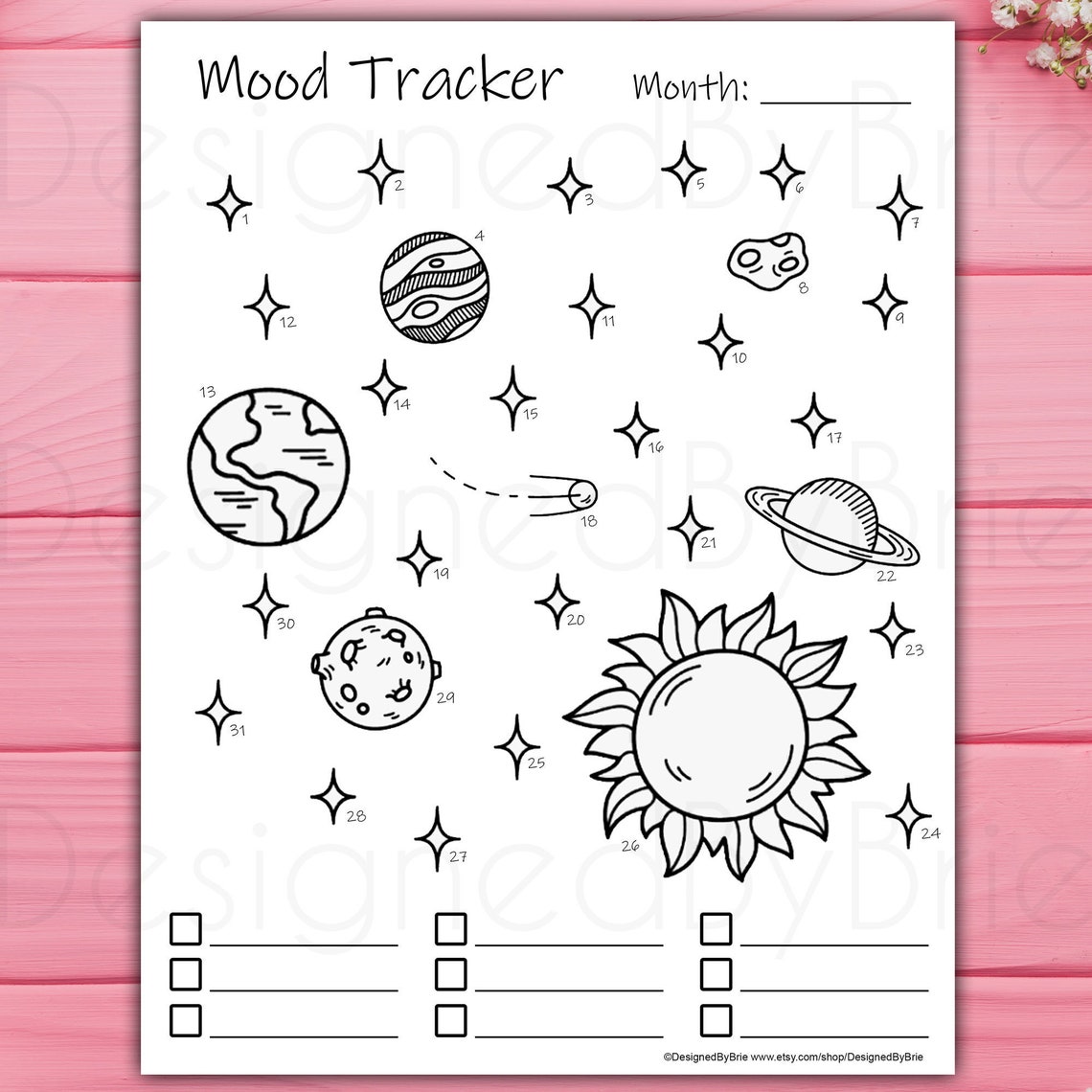 Space Mood Tracker, Great for Bullet Journals, Printable at Home, US ...