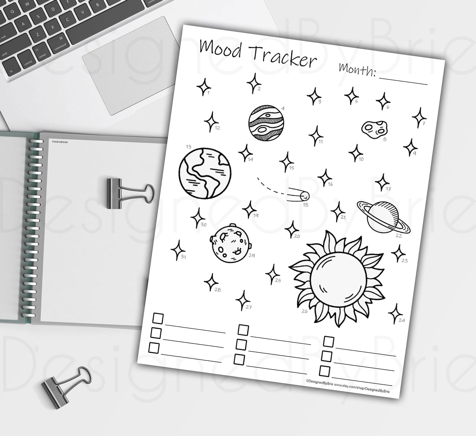 Space Mood Tracker, Great for Bullet Journals, Printable at Home, US ...