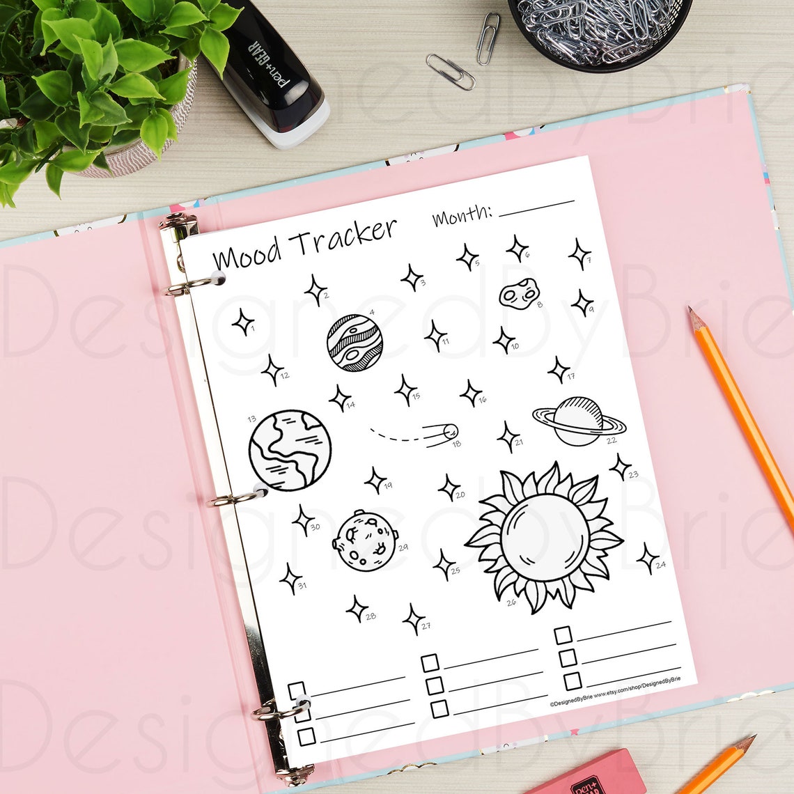 Space Mood Tracker, Great for Bullet Journals, Printable at Home, US ...