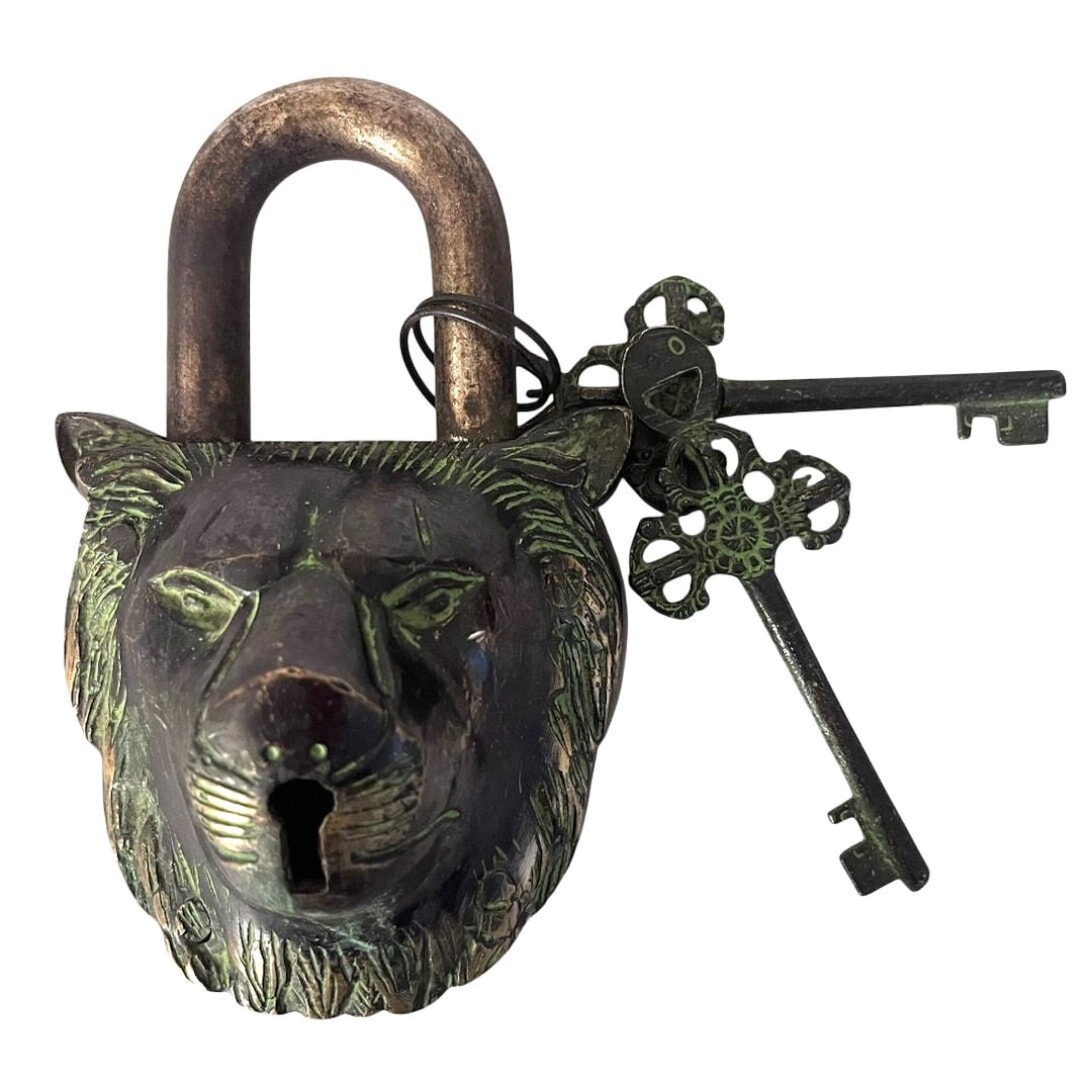 Lion Face Shape Door Lock Antique Solid Heavy Brass Safety Door Lock - Etsy