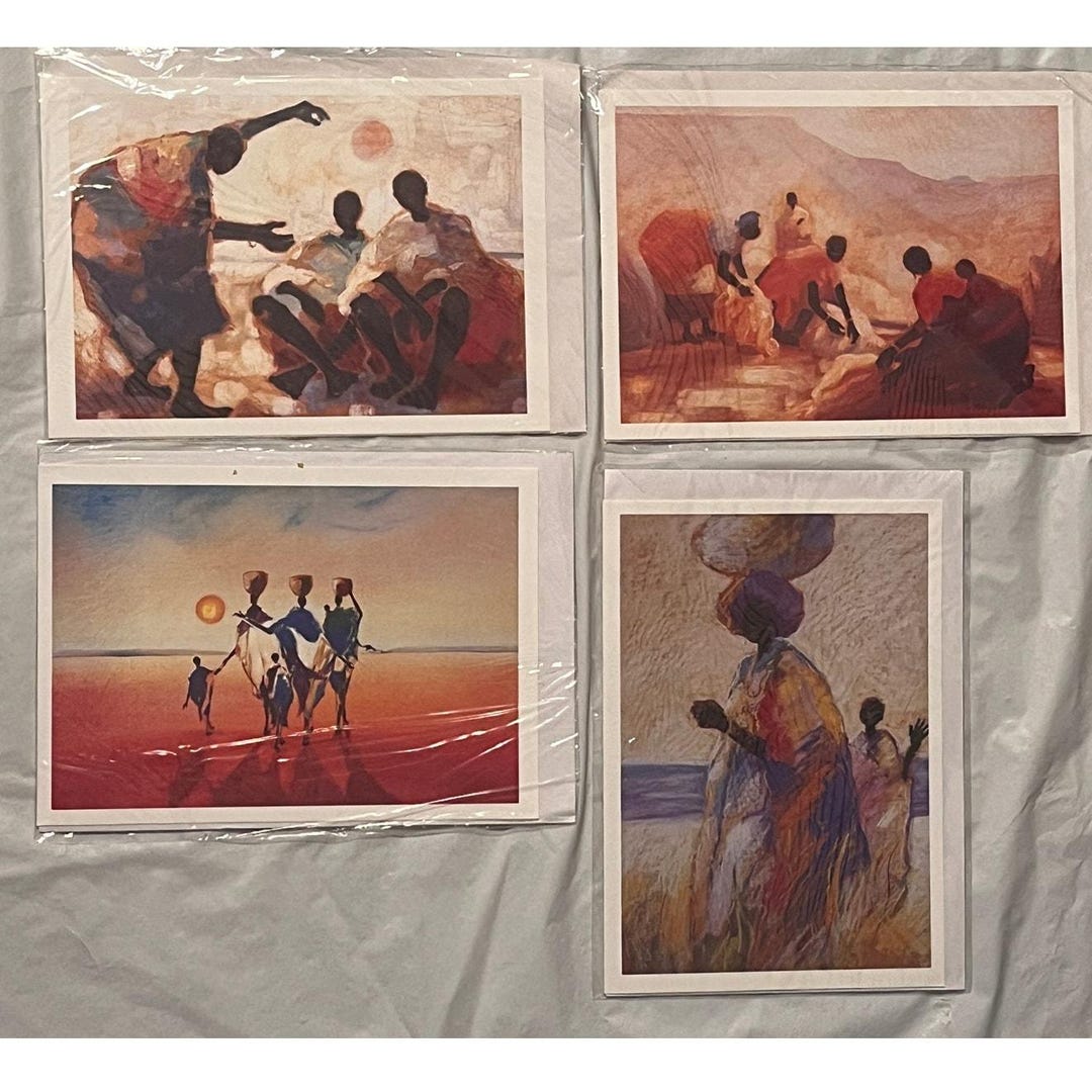 Vintage Tony Hudson Sealed African Art Prints - No. 24, 28, 34, 35 by ...