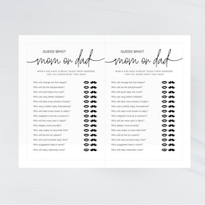 Guess Who Mommy or Daddy Baby Shower Game, Guess Who Mom or Dad ...