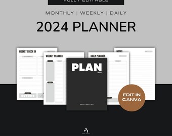 Black and White Planner Template Planners 2024 Planner Minimalist ...