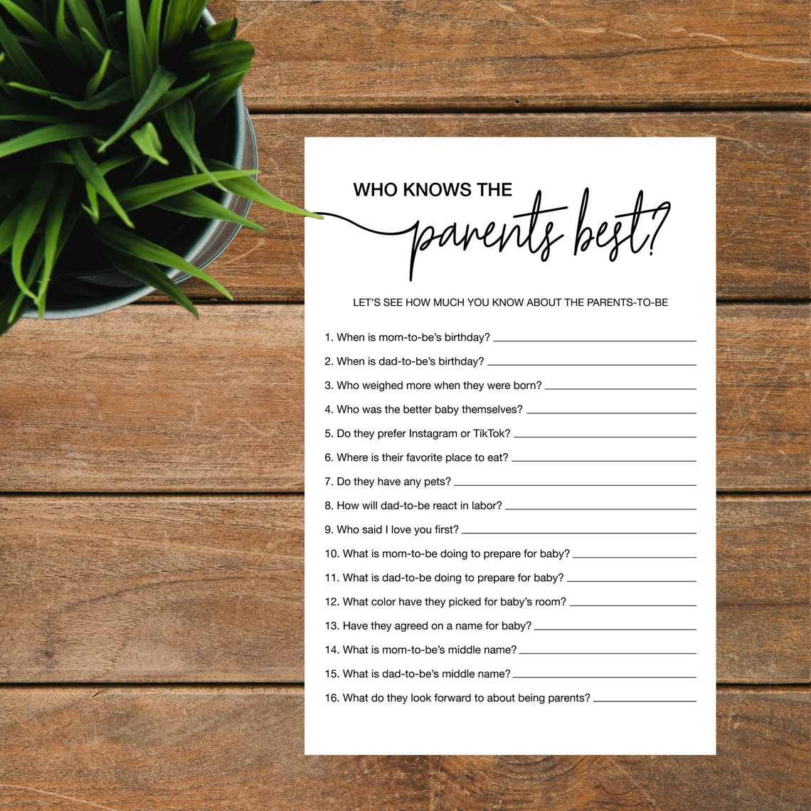 How Well Do You Know the Couple Baby Shower Game, How Well Do You Know ...