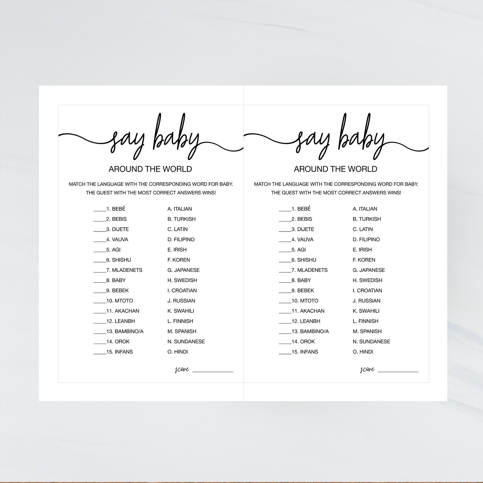 Say Baby Shower Game, Baby Around the World Game, Instant and Printable ...