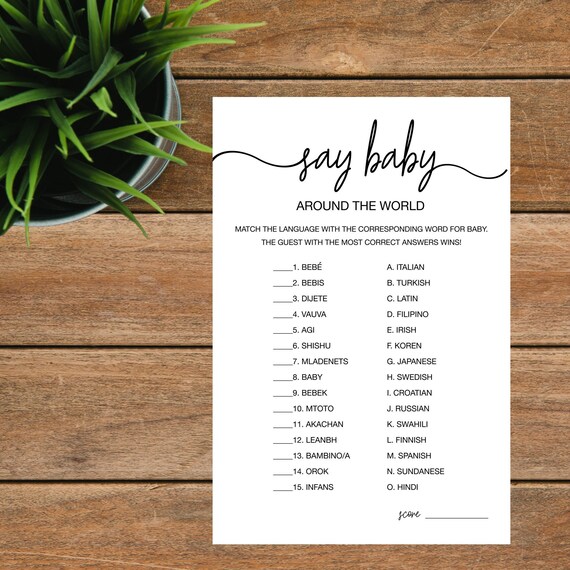 Say Baby Shower Game Baby Around the World Game Instant and - Etsy