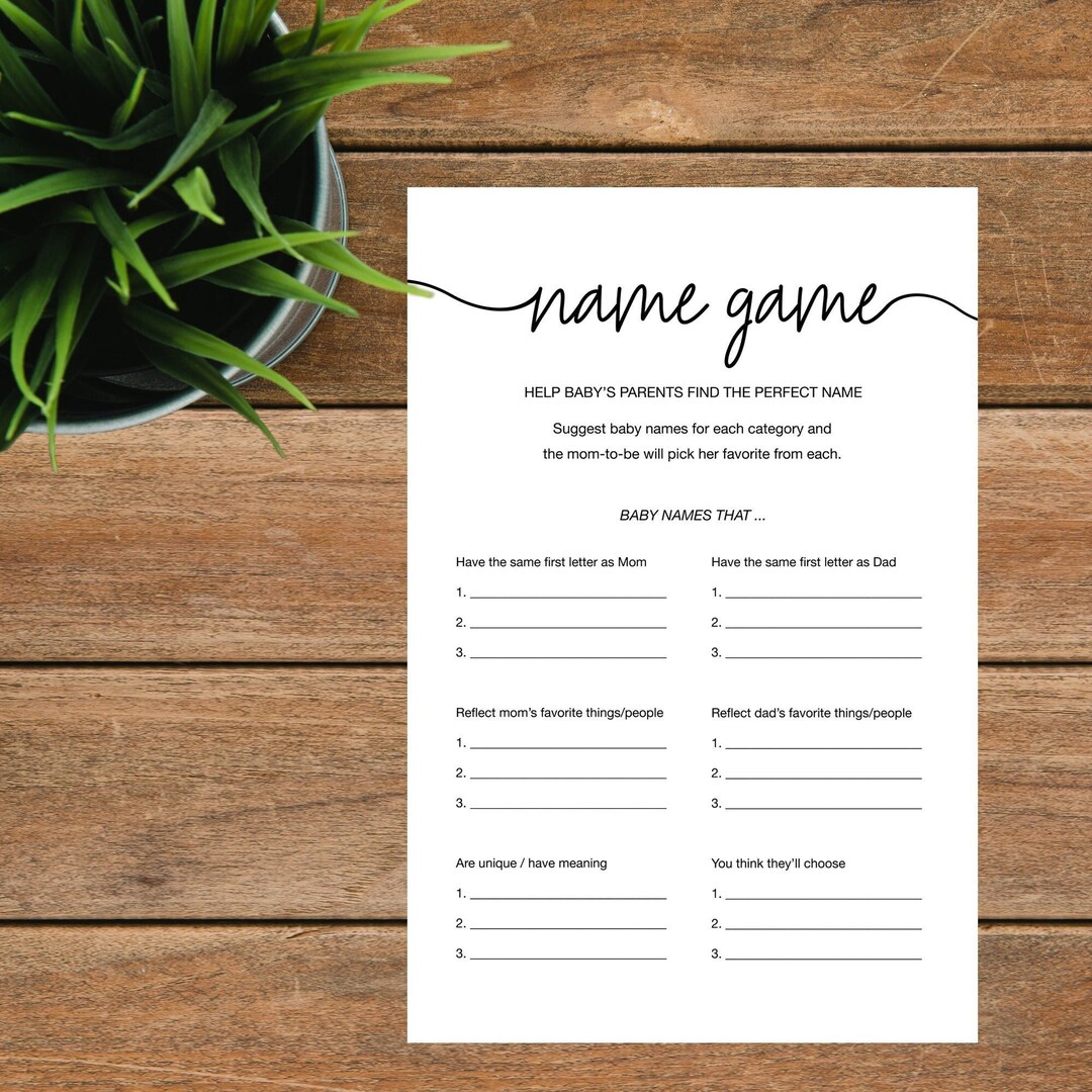 Baby Name Game Instant Download Baby Shower Game, Name Game, Suggest ...