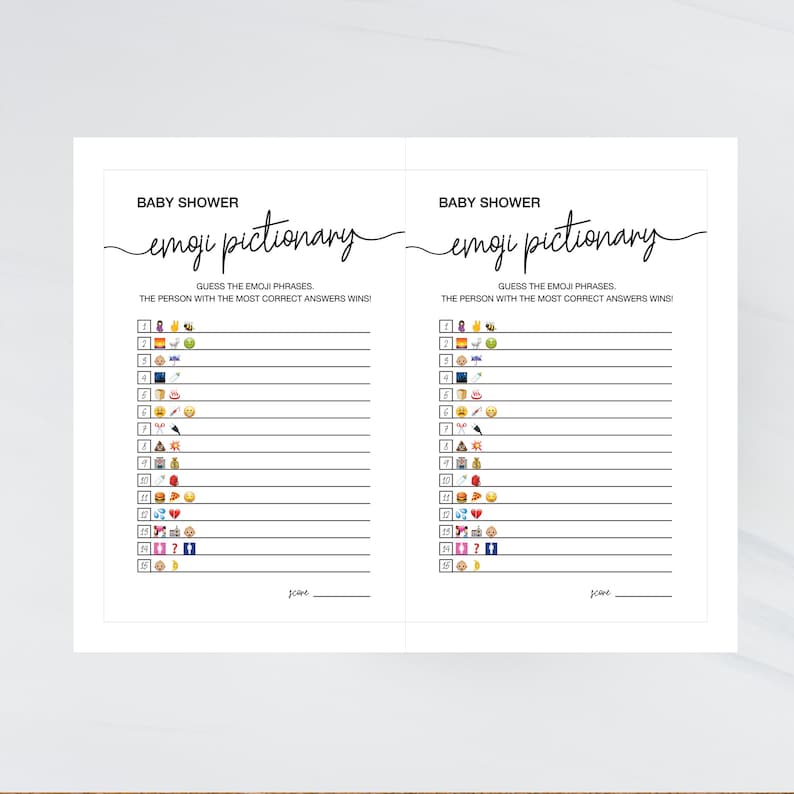 Emoji Baby Shower Game, Printable Baby Shower Game, Guess the Emoji ...