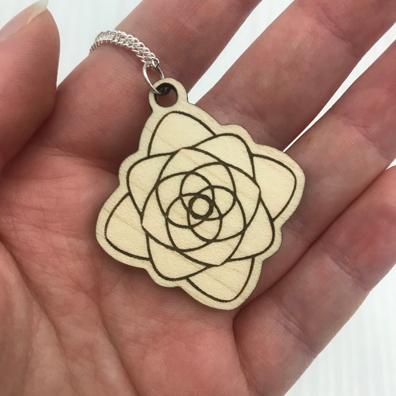 Beautiful Engraved Rose Pendant Small | Etsy