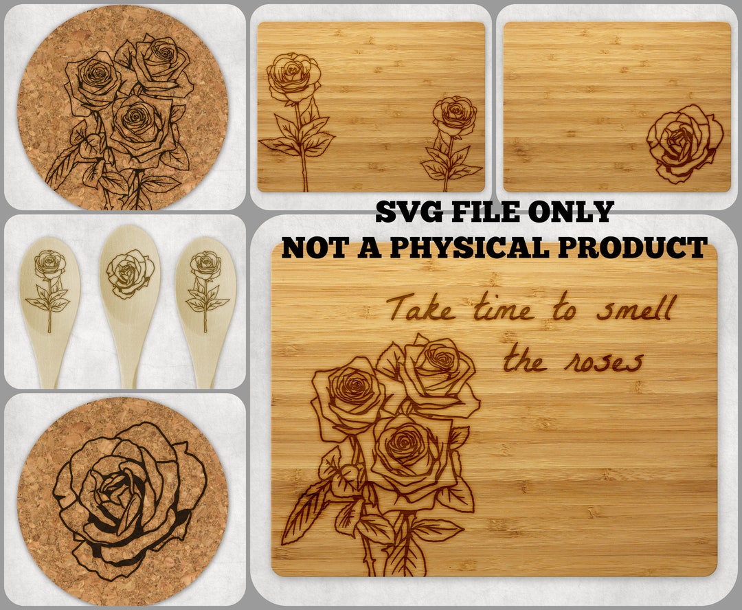 ENGRAVING SVG File Roses Set of 3 Illustrations Designed for Laser ...