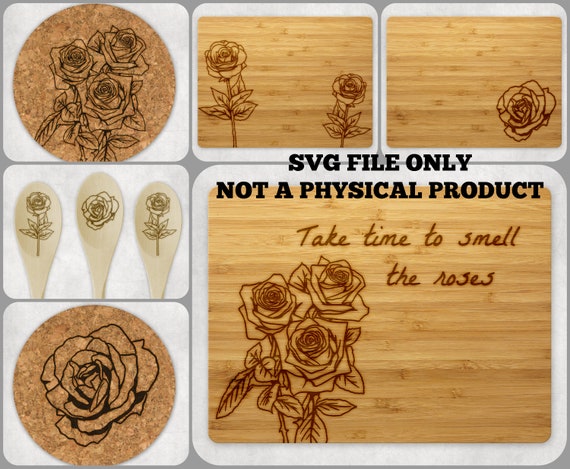 ENGRAVING SVG file Roses Set of 3 illustrations designed for | Etsy