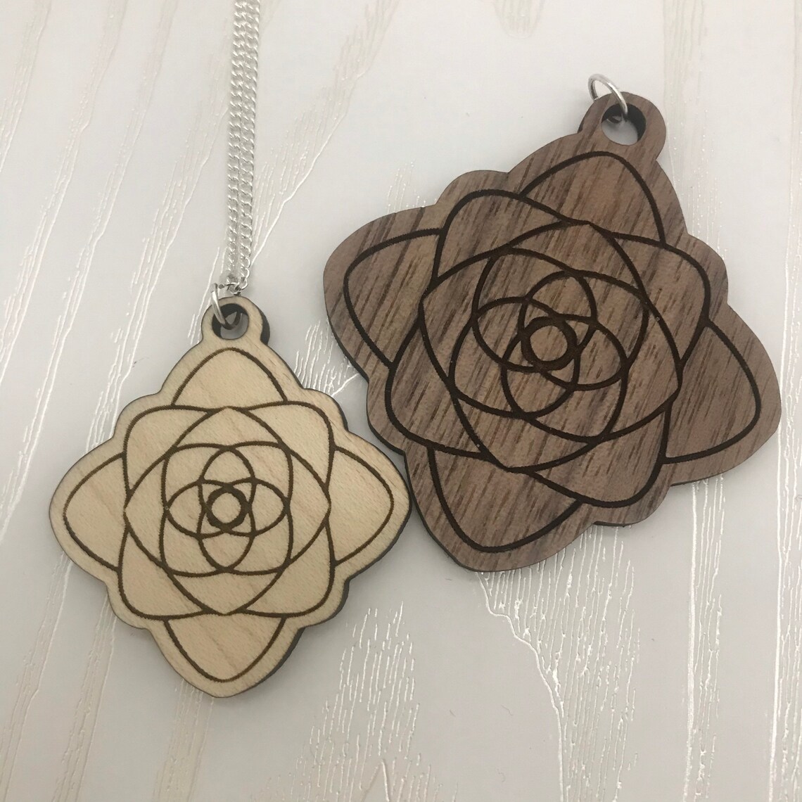 Beautiful Engraved Rose Pendant Small | Etsy