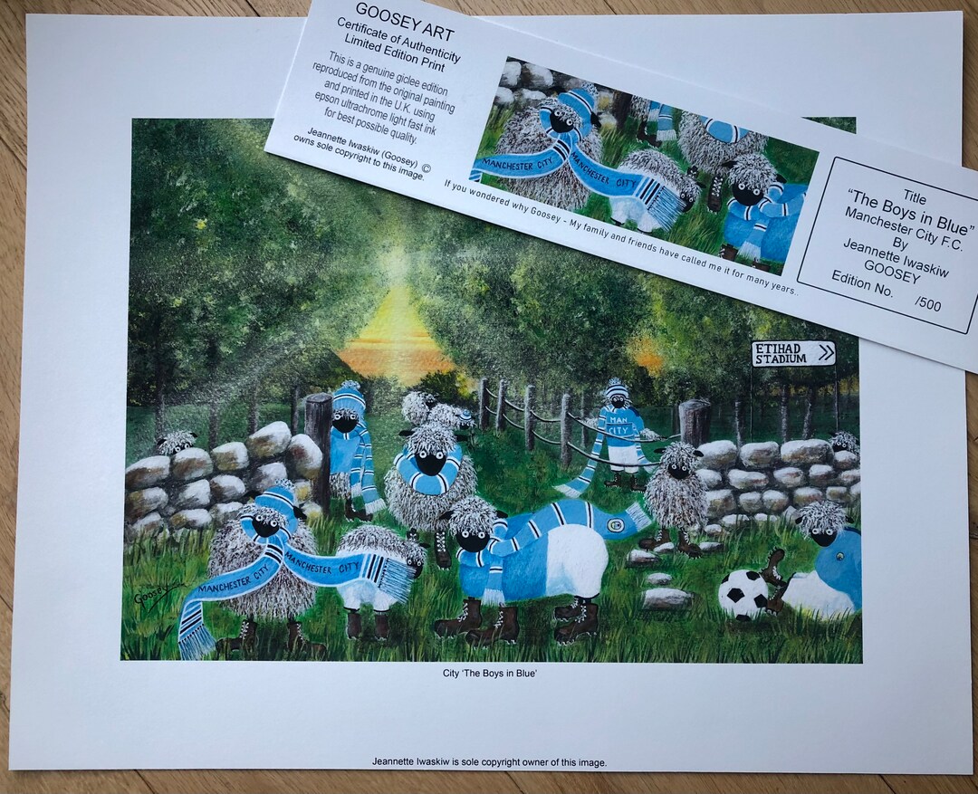 Manchester City Football Sheep Print. Limited Edition Giclee Football ...