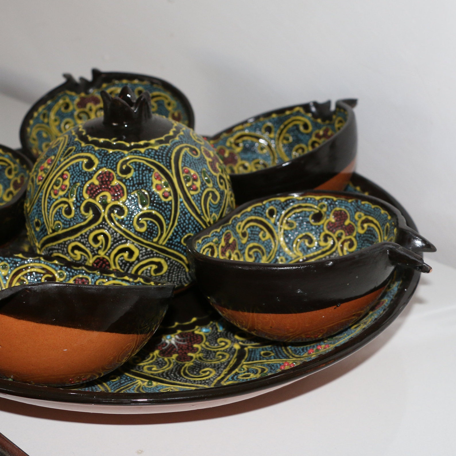 Handmade Decorative Uzbek Tea Set plate 5 cups | Etsy