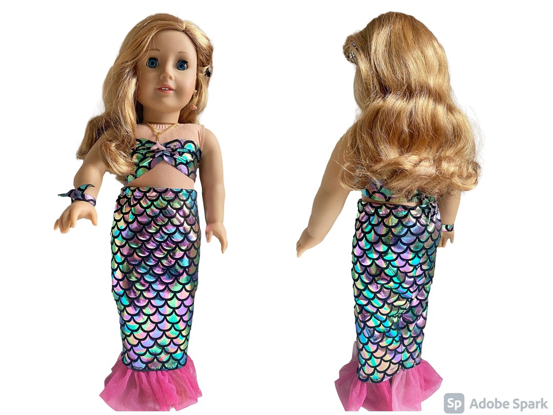 3 Pc American Doll Mermaid Tail, Halloween Costume, Fits Any 18 Inch ...