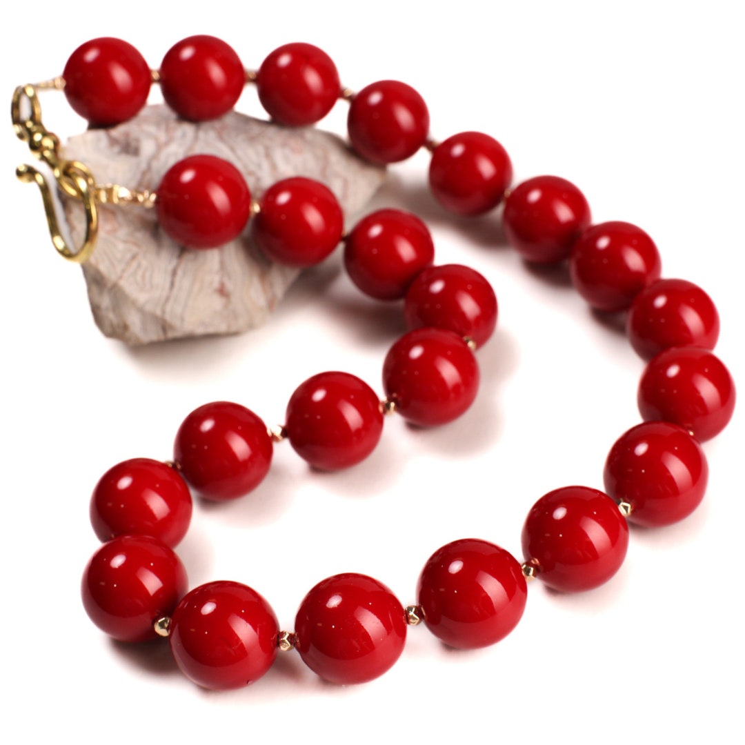 Red South Sea Shell Pearl 16mm Large High Luster Statement Necklace ...