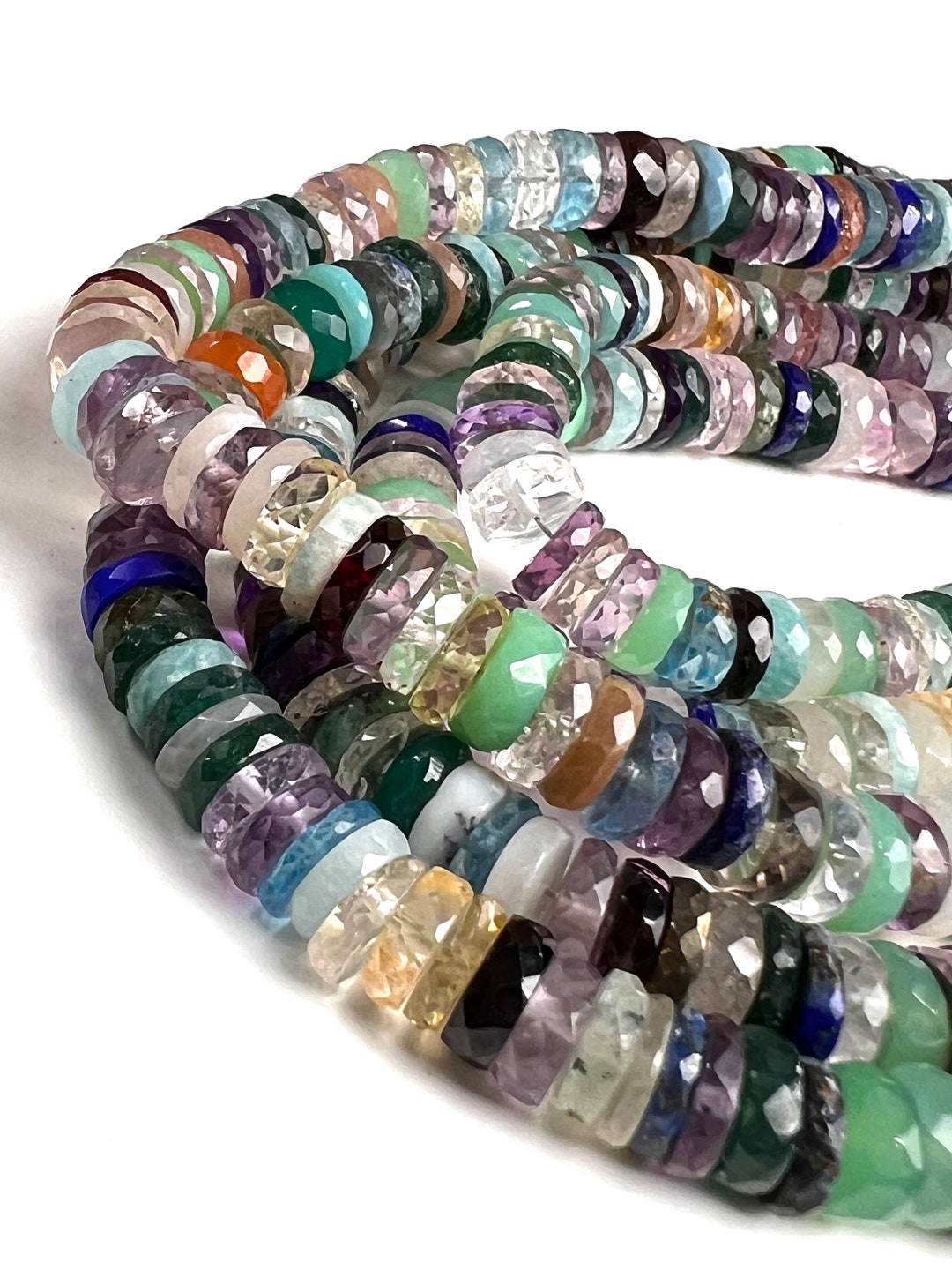 Multi Gemstone Disco Faceted Heishi Tyre Wheel Shape Roundel. AAA High ...