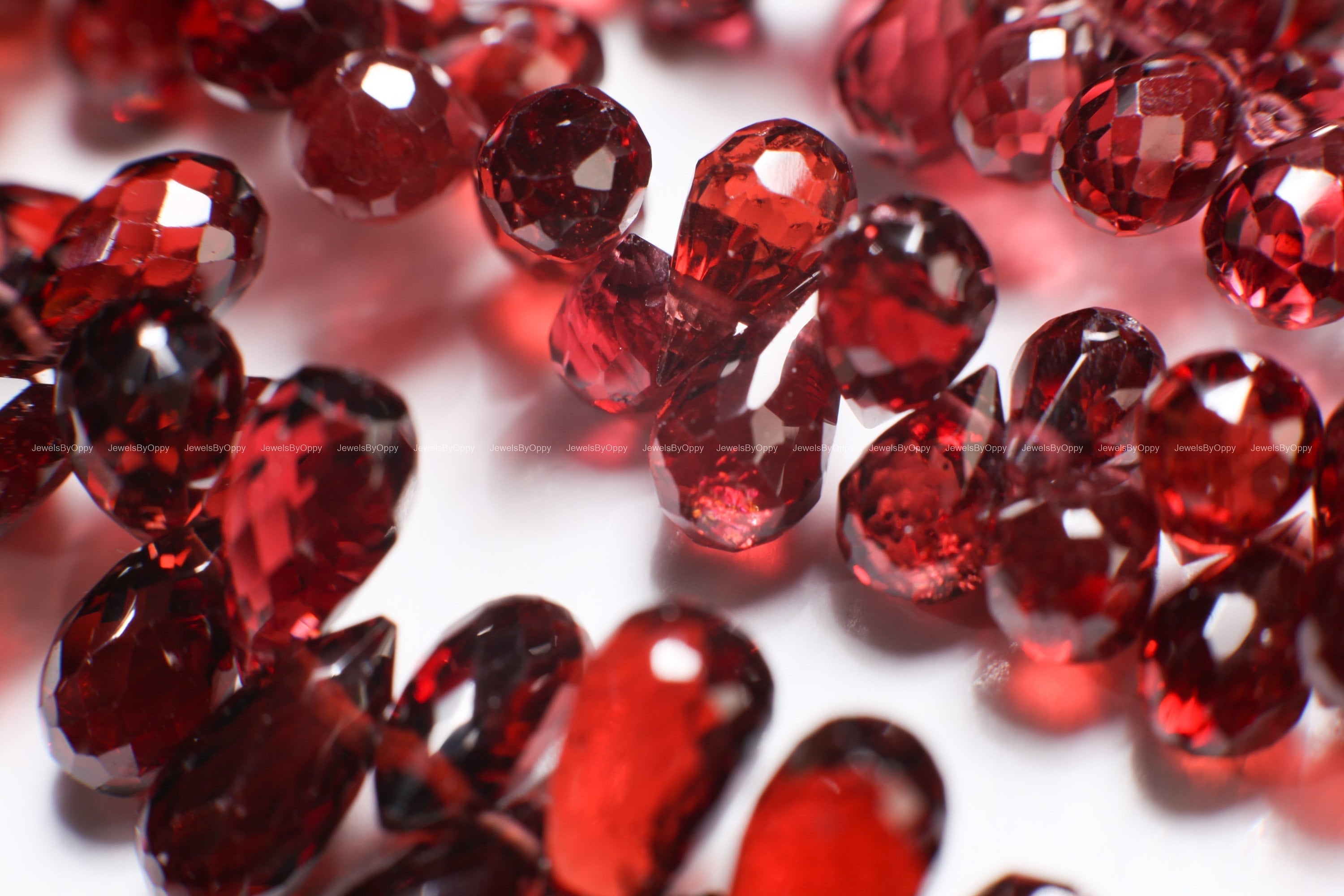 Mozambique Red Garnet AAA Micro Faceted 3.5x4.5-6x7.5mm Briolette Tear ...
