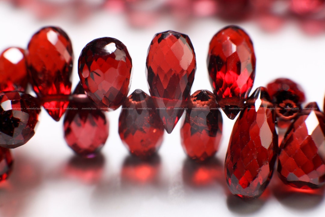 Mozambique Red Garnet AAA Micro Faceted 3.5x4.5-6x7.5mm Briolette Tear ...