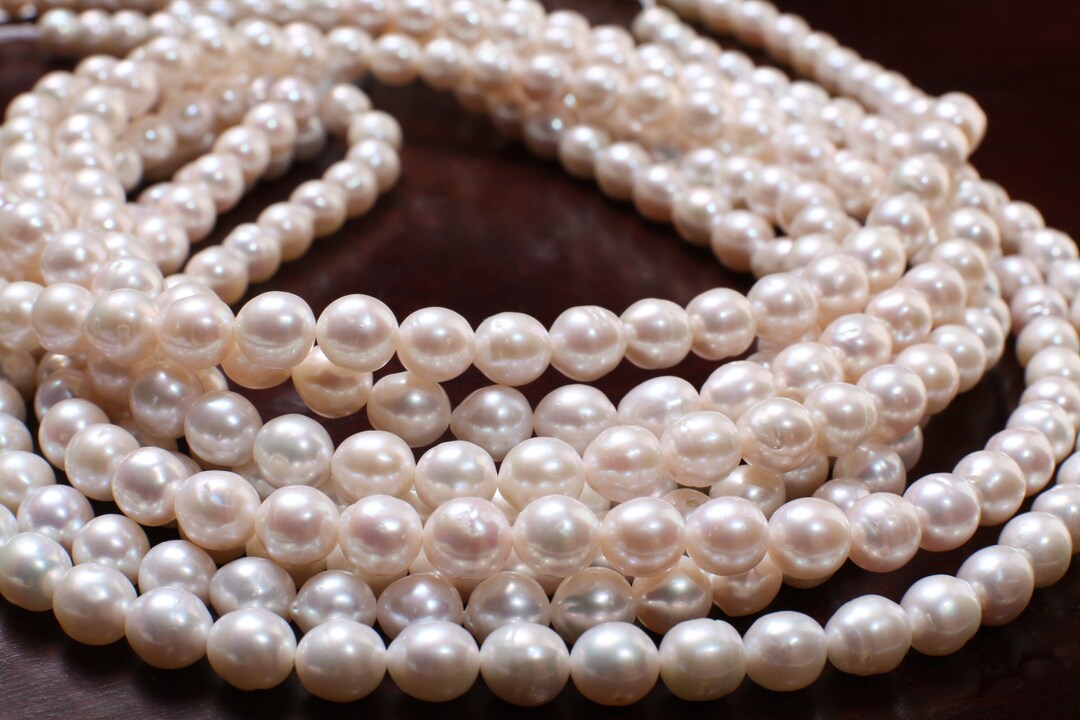 Natural Freshwater Pearl 6-6.5mm Potato Round Pearl, Good Luster Strand ...